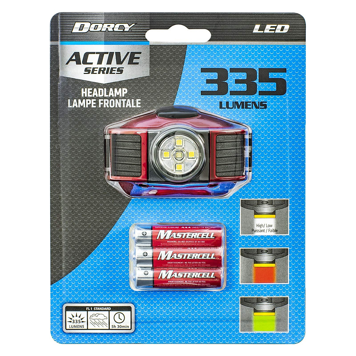 Dorcy 100-Lumen Weather Resistant Adjustable LED Headlight with Adjustable Head Strap, Black and Blue (41-2093)