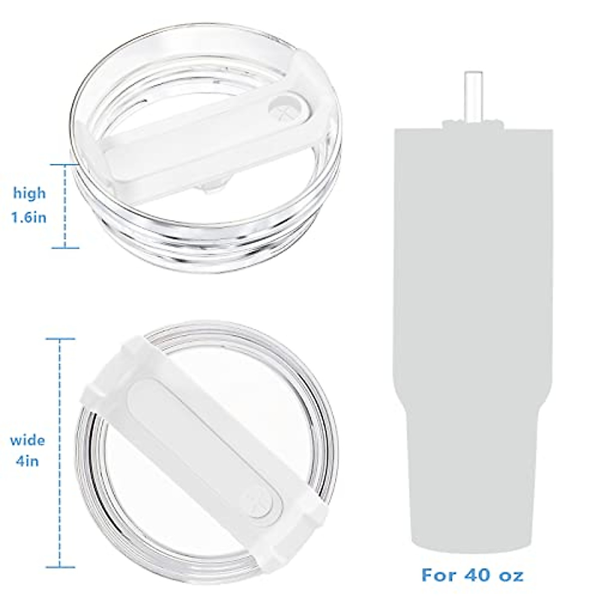 Mojoker 2 Pcs White Skinny Tumbler Lid Replacement, 40 OZ Tumbler Lid Compatible for Stanley, Spill Proof Splash Resistant Tumbler Covers Fit for Stanley Tumbler and More Coffee Mugs