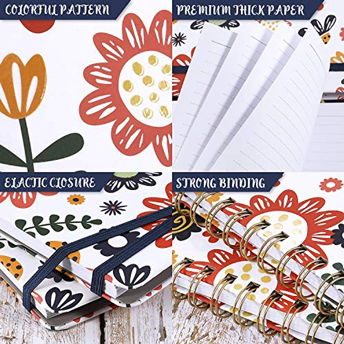 Ruled Notebook/Journal - Lined Journal with Premium Thick Paper, 8.5" X 6.4", College Ruled Spiral Notebook/Journal, Banded with Exquisite Inner Pocket, Waterproof Hardcover with Colorful Pattern