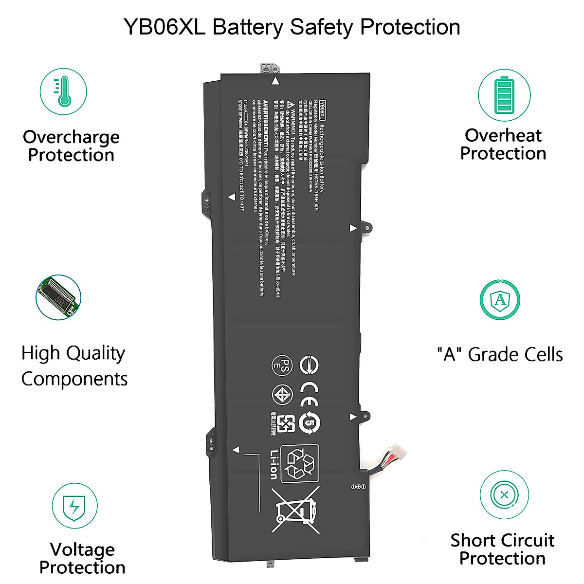 Gomarty YB06XL HSTNN-DB8H Laptop Battery for HP Spectre X360 15-CH000 15T-CH000 15-CH000NA 15-CH011DX 15-CH011NR CH001TX CH005NG CH015ND CH034NG Series 926427-271 928372-855 926372-855 TPN-Q200