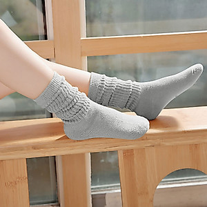 Zmart Little Girls Long Socks Slouch Socks For Girls Kids Cotton Crew Socks Scrunch School Socks Black White Large