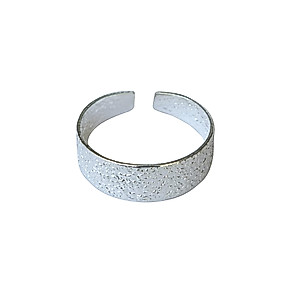 Handmade Silver Wide Band Sanded Texture Adjustable Toe Ring, 925 Sterling Silver, Small Dainty Open Toe, Pinky or Knuckle Rings for Women, By MiYa Jewelry Creations