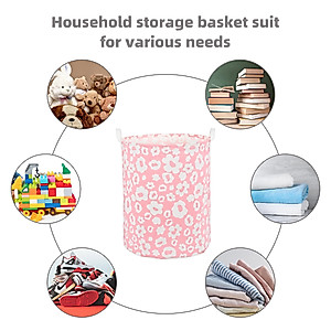 Foldable Baby Laundry Basket Hamper for Nursery Girl kids Clothes laundry hamper basket Portable Tall Collapsible Cute Laundry Basket Organizer, Nursery Storage Basket with Handles (Pink Flowers)