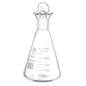 PATIKIL Erlenmeyer Flask, 250ml 8.5oz Narrow Mouth Graduated Flasks with Glass Stopper Borosilicate Glass Flasks with Printed Graduation for Lab Experiment Chemistry Science