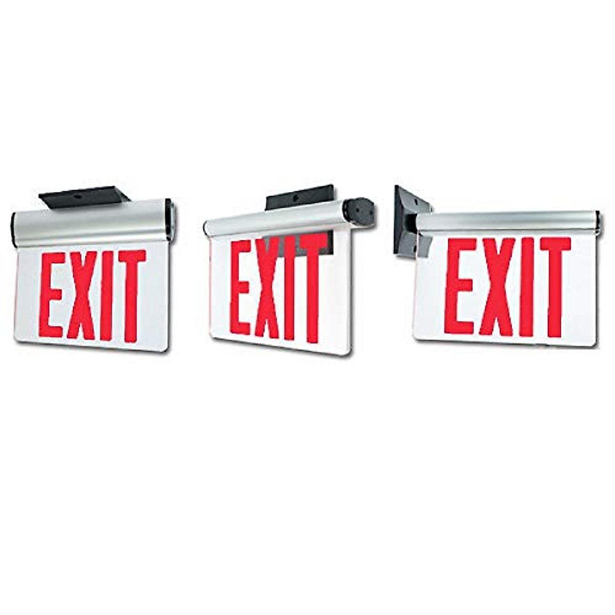 Exitronix S902-WB-SR-RC-AG - LED Exit Sign - Universal Edge-Lit - Red Letters - 120/277 Volt and Battery Backup
