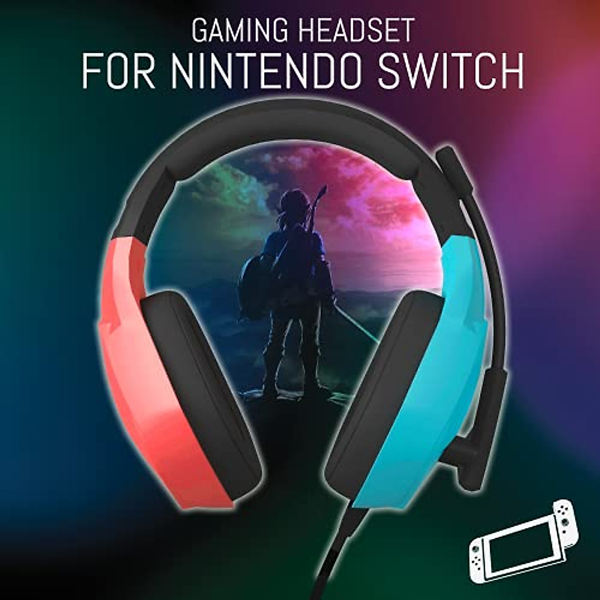 Orzly Gaming Headset with Mic for Nintendo Switch OLED and Lite Joycon Color Match with Led Light Microphone & Remote - Hornet RXH-20 Tanami Edition