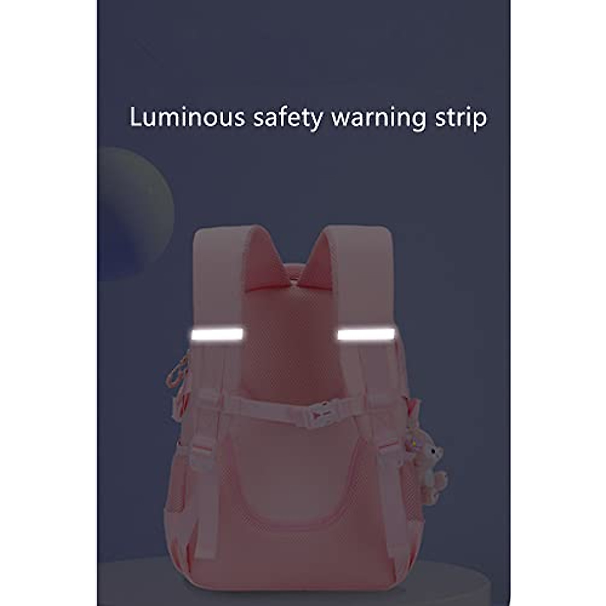 Myyunhx Backpack for Girls 17Inch Large Capacity Girl School Backpack for kid with Plush Cartoon Pendant and Decorative Card (Purple)