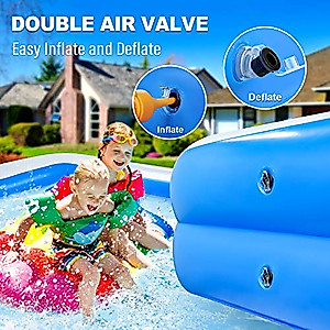 Inflatable Pool, Kiddie Pool with Basketball Hoop and Dinosaur Sprinkler, Swimming Pool for Kids Boys Girls Age 3+ Year Old, Kid Pool for Backyard Water Party