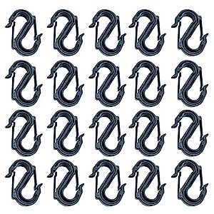 lasenersm 20 Pieces Heavy Duty S Hooks Plastic S Shaped Hooks Hanger Double S Hooks Double Head Clasp S Hooks for Tent Tarpaulin Net Cargo Net Bungee Net Truck Net, Black