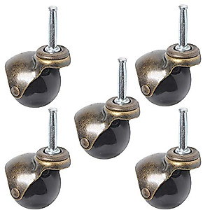 Caster Wheels， Antique Furniture Casters,Oil Rubbed Bronze,Silent,Insertion Rod Installation M8x38mm,for Sofa,Chair,Coffee Table,Retro Furniture (4 pcs) (Color : 5 Pcs)