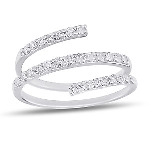 Belantina 1/2 Carat Diamond Spiral Wrap Ring for Women in 14k White Gold (H-I, I1-I2, cttw) Size 7