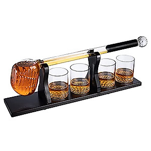 Golf Whiskey Decanter and 4 Liquor Glasses - Decanter & Glass Set - Golf Stick Gifts for Men - Unique Whiskey Decanter Set - Bourbon & Scotch Decanter for Serving Alcohol - Golfer Gifts for Dad