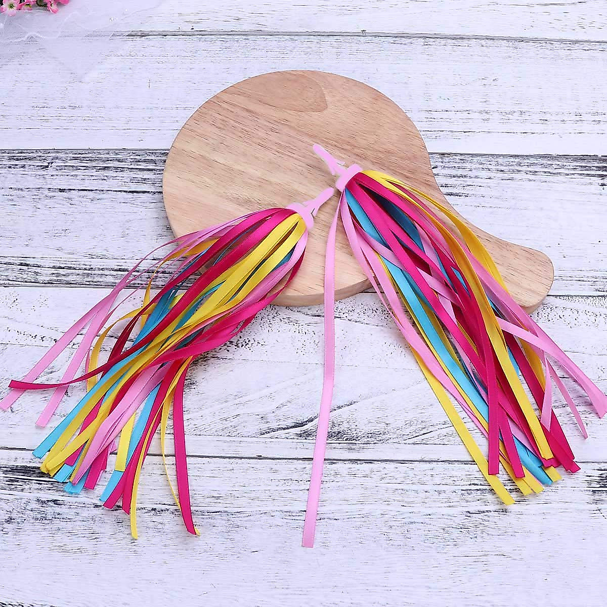 PLATT Kid's Bicycle Handlebar Streamers Colorful Ribbons Tassel for Girls Boys Bicycle Handlebar Scooter Handgrip (Yellow 1Pair)