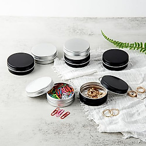 Restaurantware RW Base 2 Ounce Tin Storage Boxes 10 Round Tin Boxes With Lids - Durable Screwable Lids Black Aluminum Storage Containers Customizable Fits Mints Pills Or Herbs