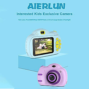 Mini Digital Camera Child Camera Toy Cartoon Video Recorder Can Shoot Camera 1080P 8MP Camera,Blue,16GB