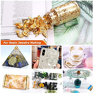 Gilding Flakes Set,Gold Foil Flakes for Resin,3 Bottles Metallic Foil Flakes for Resin Jewelry Making,Nails,Painting Art,Crafts and Slime(Gold, Silver, Copper Colors)