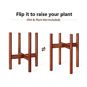 Mkono Plant Stand Mid Century Wood Flower Pot Holder (Plant Pot NOT Included) Modern Potted Stand Indoor Display Rack Rustic Decor, Up to 10 Inch Planter, Brown