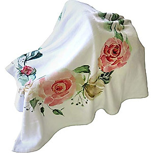 Baby Monthly Milestone Blanket for Girl & Boy - Floral Plush Fleece for Baby Photo – Baby Shower/Registry Gift – Baby Safe Soft Wrinkle Free - Swaddle and Throw - Bonus Wreath + Organic Cotton Bib