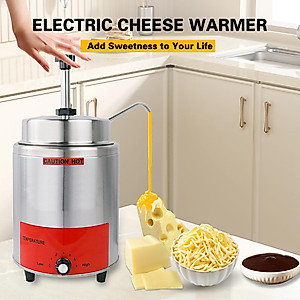 Hakka Nacho Cheese Dispenser with Pump, 3.5 Qt Electric Cheese Warmer Hot Fudge Dispenser Commercial Sauce Warmer Stainless Steel Hot Topping Warmer for Fudge/Cheese/Caramel, Includes Insert Pot