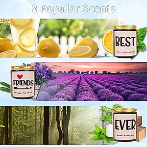 Best Friend Birthday Gifts for Women Girls, Christmas Thanksgiving Birthday Gifts for Friends Female, Pretty Best Friend Ever Scented Candles Gifts Set (3 Pack, 7 Oz)