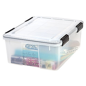 IRIS USA 30 QT Weathertight Gasket Storage Box with Buckles Clear 2 Pack