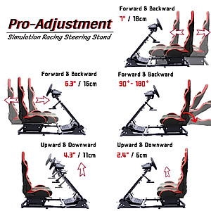 Minneer Racing Steering Simulator Cockpit Red with TV Bracket Mounting Holes Racing Wheel Stand/Fits Logitech G25, G27, G29/ Compatible with Playstation, PC Platforms with Capacity 220LBS