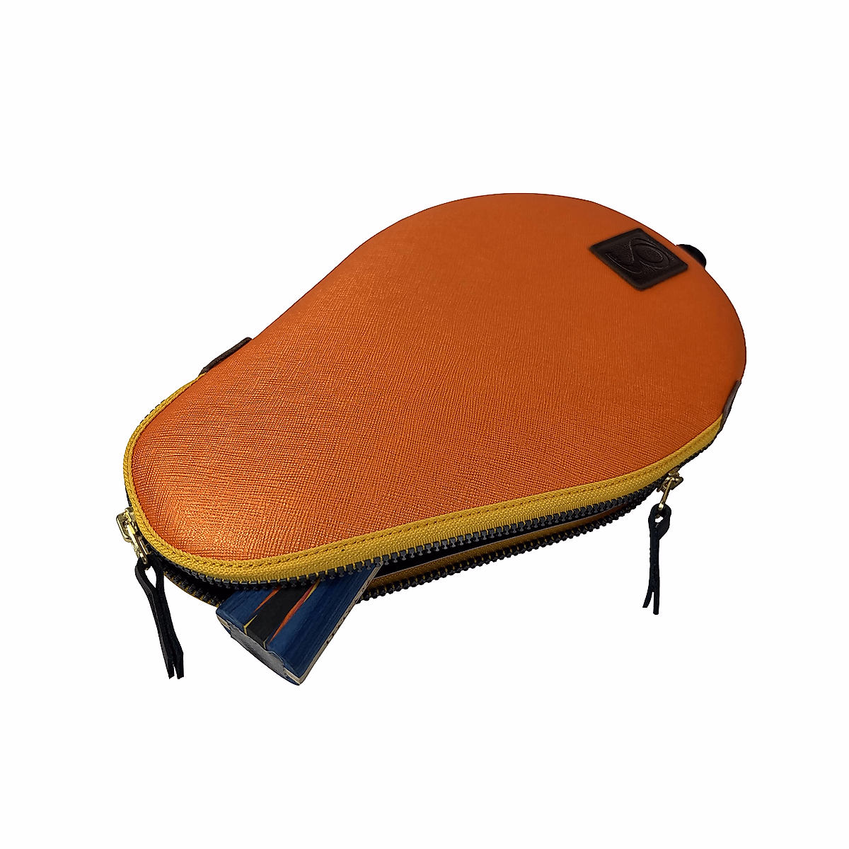 OneJoy Table Tennis Racket Bag, Single Ping Pong Paddle Case, Table Tennis Racket Cover, Ping Pong Bat Case for Single Table Tennis Bag with Zipper [ Orange] 11 inch x 6.7 inch (28cm x 17cm)
