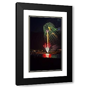 ArtDirect Colorado, Frisco Fireworks Display on July 4th 13x18 Black Modern Wood Framed with Double Matting Museum Art Print by Lord, Fred