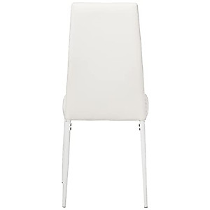 IDS Online Modern Faux Leather with Metal Legs High Back Padded Seat Chair for Kitchen, Dining Living Room, Restaurant, Single, White