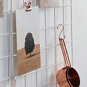 FRIADE Wall Grid Panel for Photo Display,Wall Storage Organizer,5 Metal Clips & 3 S Hooks & 4 Nails & 4 Plastic Hanging Buckles and 4 Screws Offered,Size 17.5" x 11.8",Set of 2 (White)