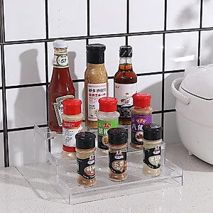 Spice Rack Organizer for Cabinet,3 Tiered Shelf organizer and Acrylic Spice Storage,Clear Pantry shelves and Jar Organizers For Seasoning Great for Kitchen Cabinet and Cupboard,Pantry,Pack of 1