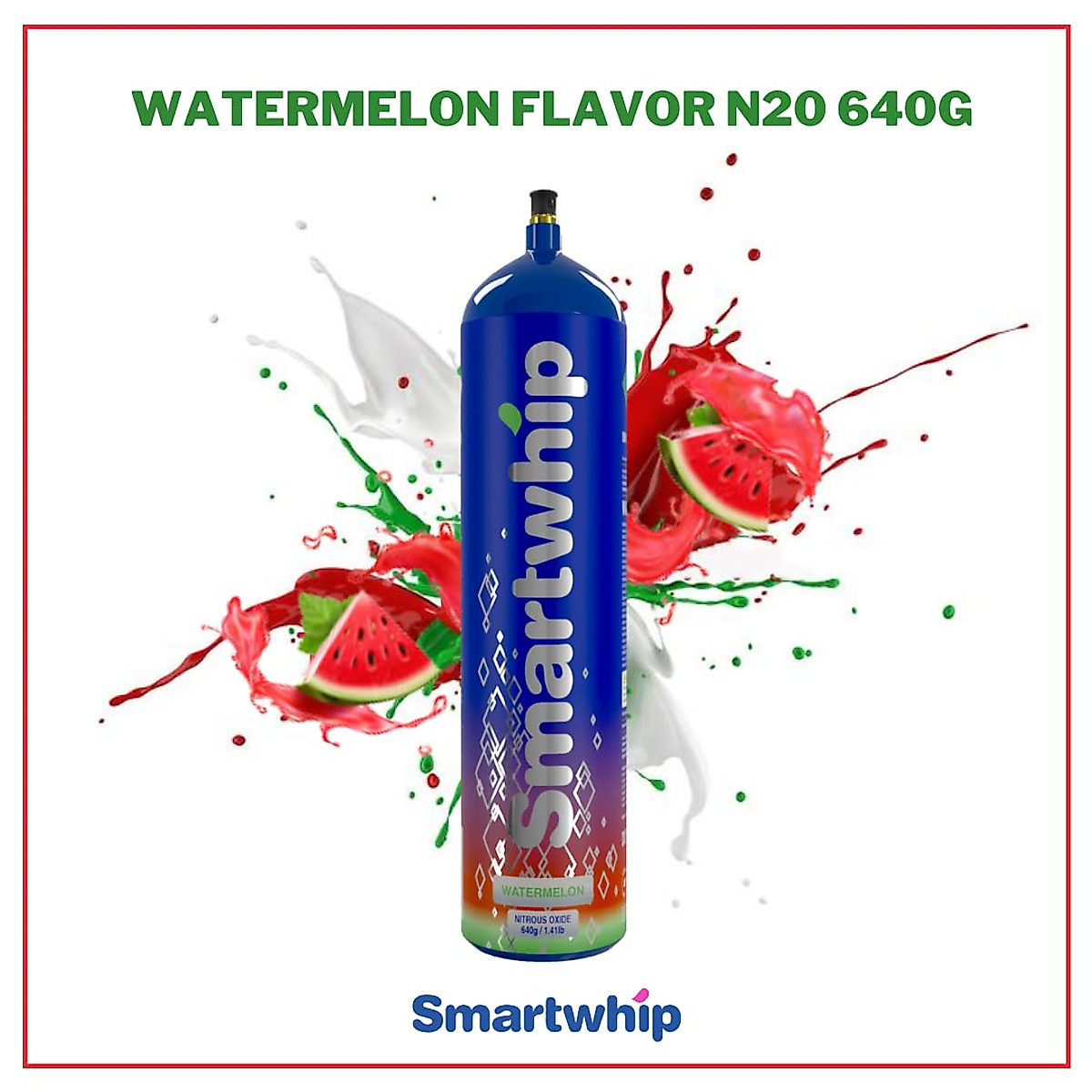 Smart Whip Whipped Cream Chargers - Pure N2O Whipped Cream Cylinder -Liter Nitrous Oxide Chargers (640 gram) Compatible with Cream Whippers - 1 Carton (6 cylinders)-WATERMELON FLAVOR