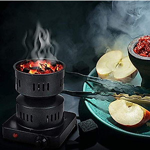 Multipurpose Charcoal Starter Coal Burner for BBQ, Hookah, Shisha - Electric Burner, Stainless Steel, Porcelain Coating, Fast Heating Technology Plus Free Charcoal Tongs