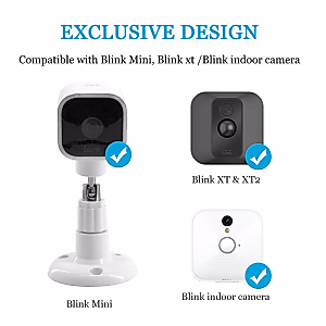 Blink Mini Camera Wall Mount, ALLICAVER 360 Degree Swivel Ceiling Mount for Both Blink Camera, Blink Mini, Blink XT2 and Blink Indoor Camera Mount Bracket (3 Pack, White)