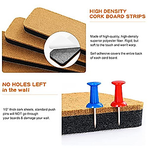 Felt Bulletin Board Corkboard Strips for Walls, Self-Adhesive Memo Board with 35 Pushpins, Wall Decor for Desk, Cubicle, Home, Office, Classroom 3 Pack