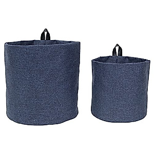 Bigso Soft Hang Around Hanging Storage Basket Large | Hanging Wall Basket for Organizing Everyday Necessities | Collapsible Wall Hanging Storage Basket for Closets | 8.7″x8.7″ | Large | Blue
