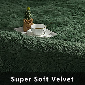 Jocovieh Soft Deep-Green Rugs for Bedroom, 4x6 Feet Fluffy Carpets, Indoor Modern Plush Area Rugs for Living Room Kids Girls Room, Non-Slip Shag Rug for Nursery Home Decor, Deep-Green