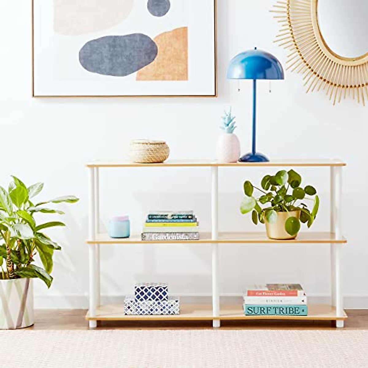 Furinno 99130BE/WH 3-Tier Double Size Storage Display Rack, Beech/White