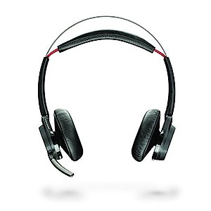 Plantronics - Voyager Focus UC (Poly) - Bluetooth Dual-Ear (Stereo) Headset with Boom Mic - USB-A Compatible with PC and/or Mac - Active Noise Canceling - Works with Teams (Certified), Zoom & more