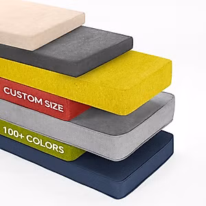 Focuprodu Custom Bench Cushion,Custom Sized Patio Furniture Cushions Come with Straps,Window Seat Cushion Removable Cover Easy to Clean