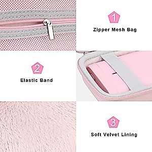 Canboc Label Maker Case for JADENS D11/ D110/ PikDik D11/ Nelko P21 Portable Bluetooth Label Printer, Carrying Holder for Label Paper and USB Cable, Pink
