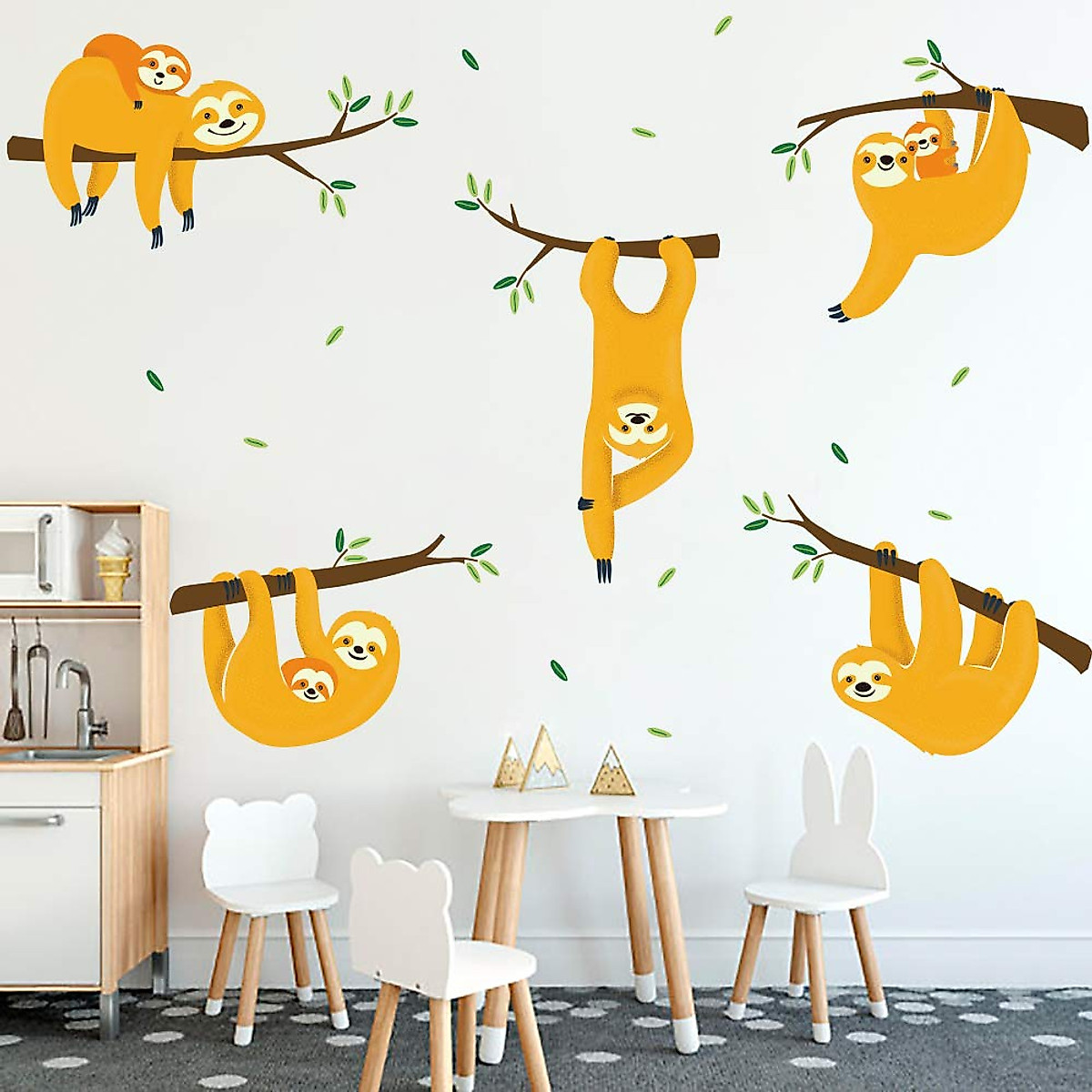 ufengke Sloths Wall Stickers Tree Branch Wall Art Decals Wall Decor Nursery Wall Art for Kids Bedroom
