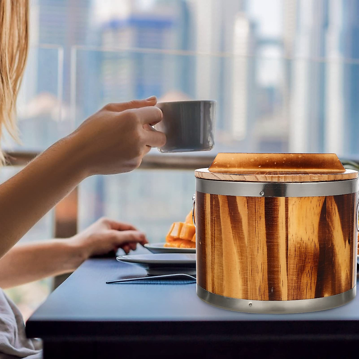 DOITOOL Rice Pot 1 Set Rice Cooker with Lid Rice Bucket Rice Steamer Cooker Wooden Rice Steamer Cooking Pot Steamer Pot for Restaurant Kitchen Cookware Dumpling Steamer Basket