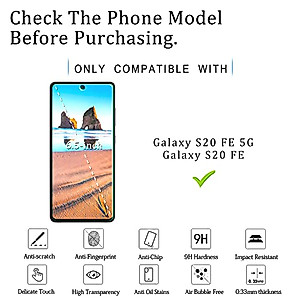KATIN [2-Pack] Designed For Samsung Galaxy S20 FE 5G, Galaxy S20 FE Tempered Glass Screen Protector, Bubble Free, Support Fingerprint Reader, Case Friendly