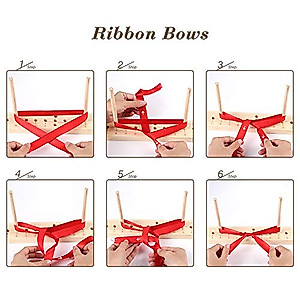 Ackitry Extended Bow Maker for Ribbon for Wreaths, Wooden Ribbon Bow Maker with Twist Ties and Instructions for Creating Gift Bows, Hair Bows, Corsages, Holiday Wreaths, Various Crafts