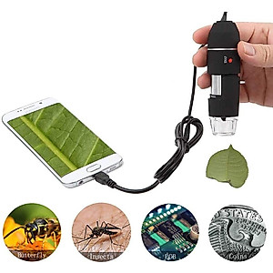 Grewtech USB Digital Microscope 1600x 8 LED Magnification Endoscope Camera with Metal Stand Compatible with Windows, Android and Mac
