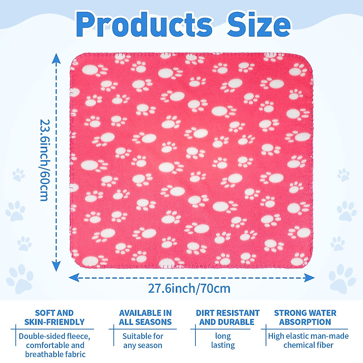 10 Pieces Pet Blankets with Paw Print Dog Cat Soft Fleece Blankets Sleep Mat Pad Bed Cover for Kitten Puppy and Other Small Animals, 24 x 28 Inch (Bright Color)