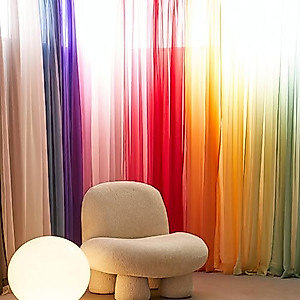PONY DANCE 7 Pieces Rainbow Sheer Curtains - Colorful Backdrop Bright Drape Set for Playroom,Nurseries,Party,Red,Orange,Yellow,Green,Cyan,Blue,Purple,84 inch Length