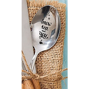 Snow Tea & You Spoon Gift For Christmas for Tea Lover Wife/Husband/Girlfriend/Boyfriend | Christmas Stocking Stuffer | Stainless Steel 7 inches Teaspoon