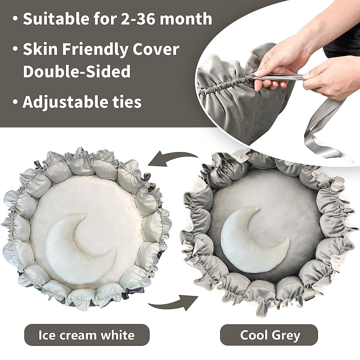 Aokeyee 5 in 1 Thick and Plush Baby Play Gym Mat,Activity Gym & Play Mat with Moon Pillow,Convertible Stage-Based Developmental from Baby to Toddler